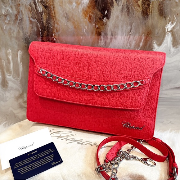 Chopard | Bags | Chopard Pink Grained Leather 2 Way Monoco Chain Bag ...